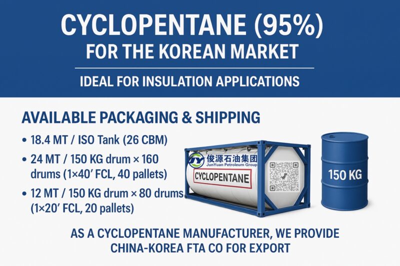 Cyclopentane, 95% – Korean Market Supply - Junyuan Petroleum Group